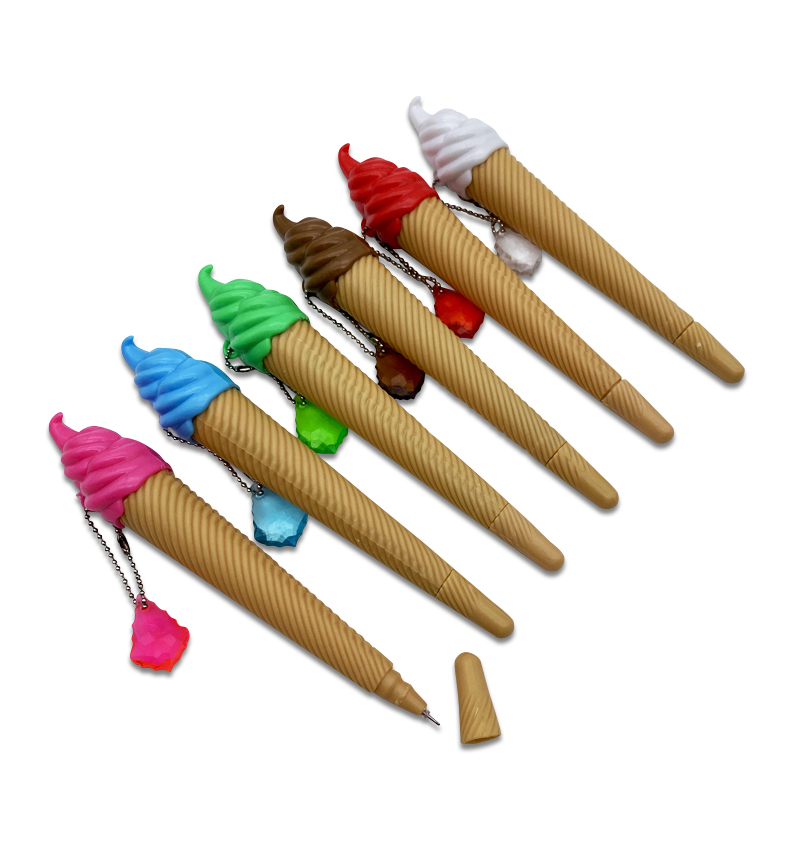Set Of Six Ice Cream Cone Pens – Bubble Gum Pink, Ice White, Sky Blue ...