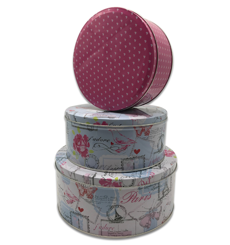 Set Of Three Round Cake / Storage Tins – Assorted Paris – Wearenotashop