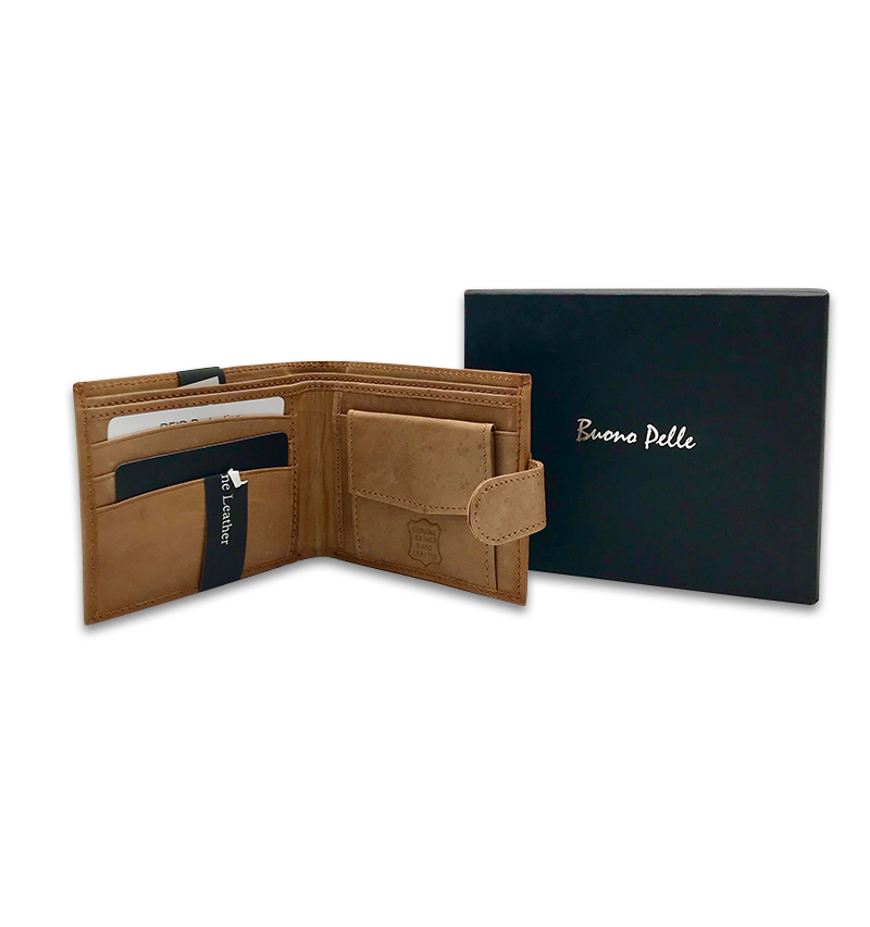 Designer Buono Pelle Leather Wallet With RFID Blockers – Tan ...