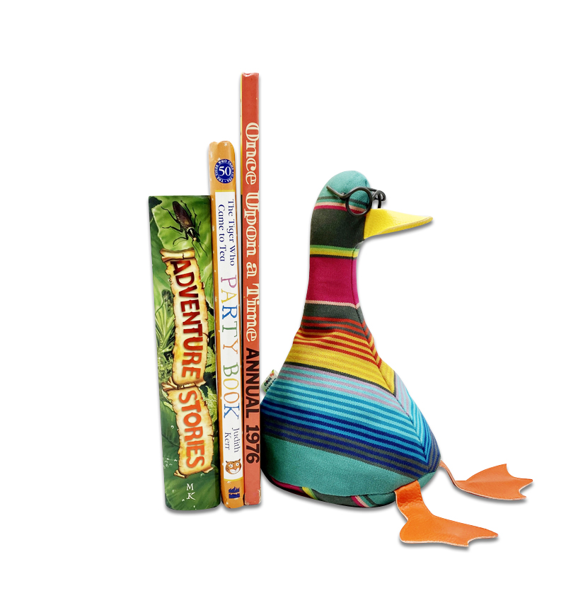 Duck Door Stop / Bookend – The Dapper Canard – Multi – Coloured Striped ...