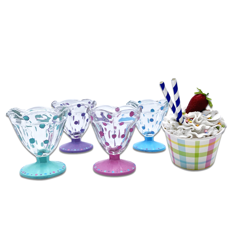 Set Of Four American Spotted Glass Ice Cream Sundae Dishes – Wearenotashop
