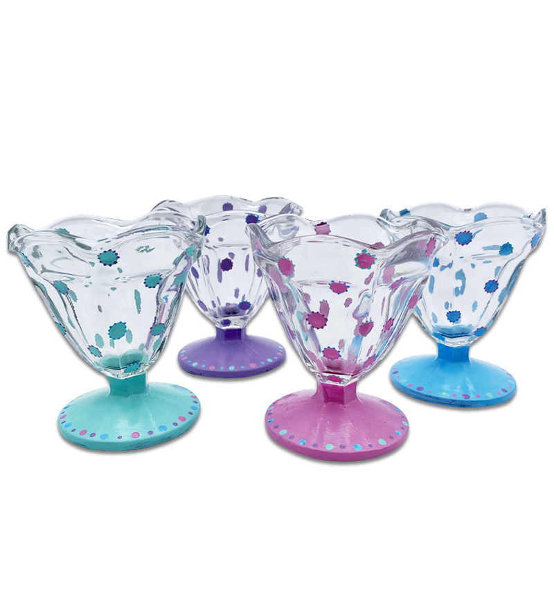 Set Of Four American Spotted Glass Ice Cream Sundae Dishes – Wearenotashop