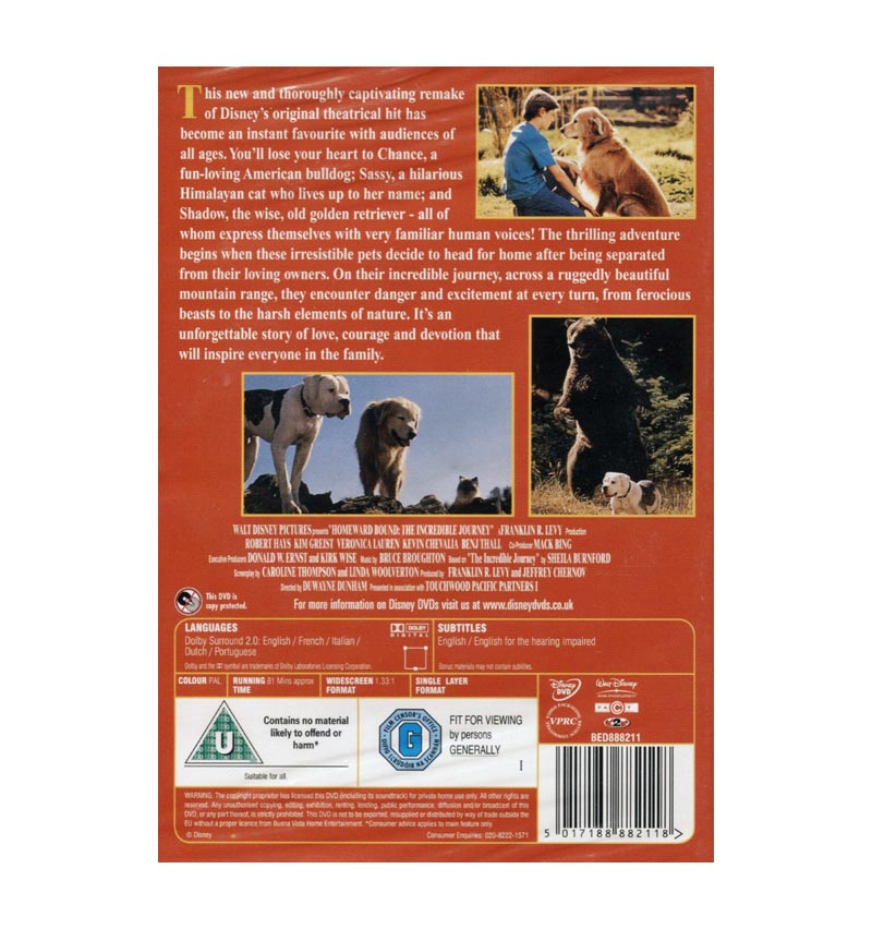 Homeward Bound – The Incredible Journey – DVD – U – Wearenotashop