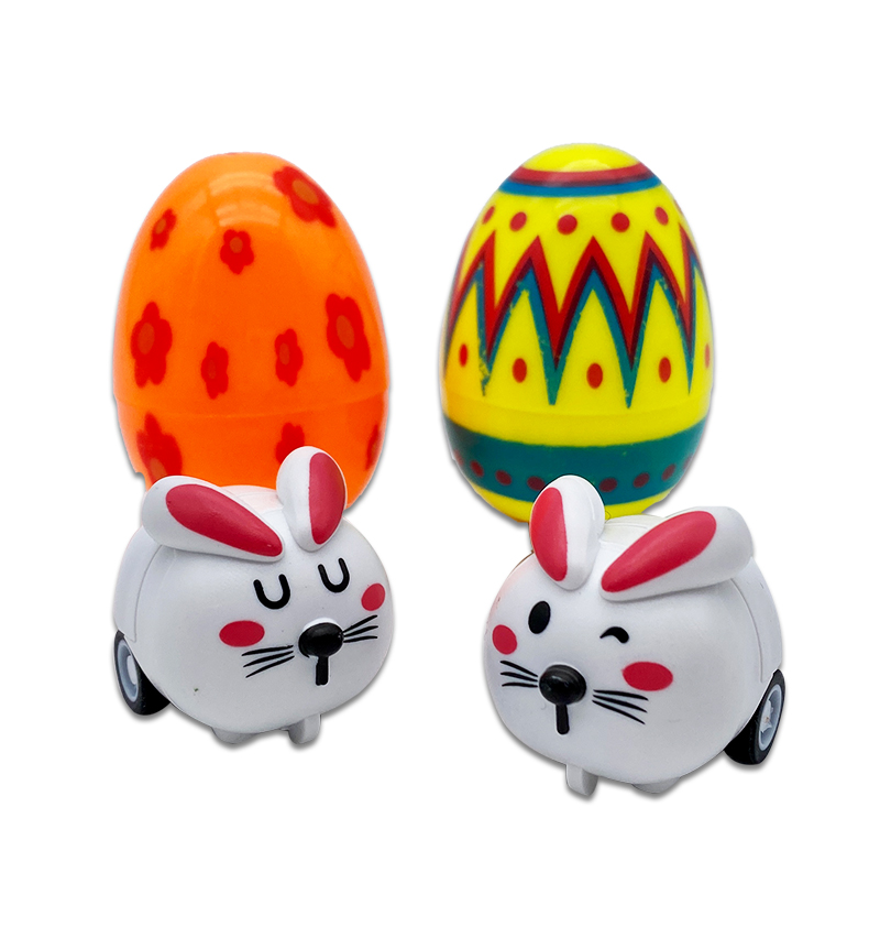 Set Of Two Brightly Patterned And Coloured Plastic Eggs Containing Mini ...