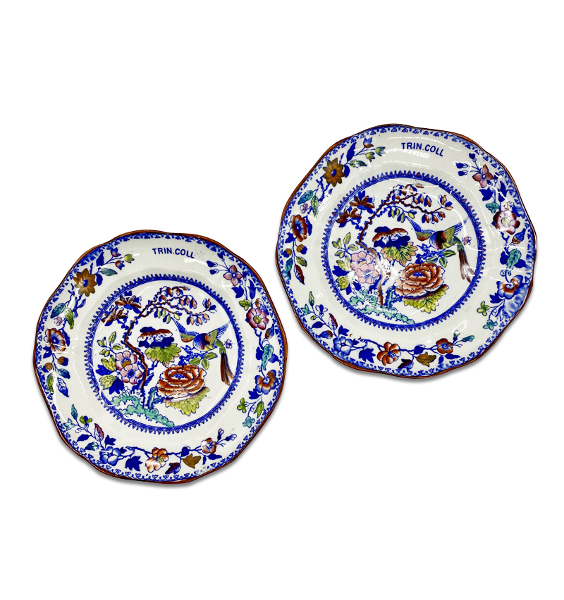 Pair Of Trinity College Cambridge Plates – Oriental Bird – Circa early ...