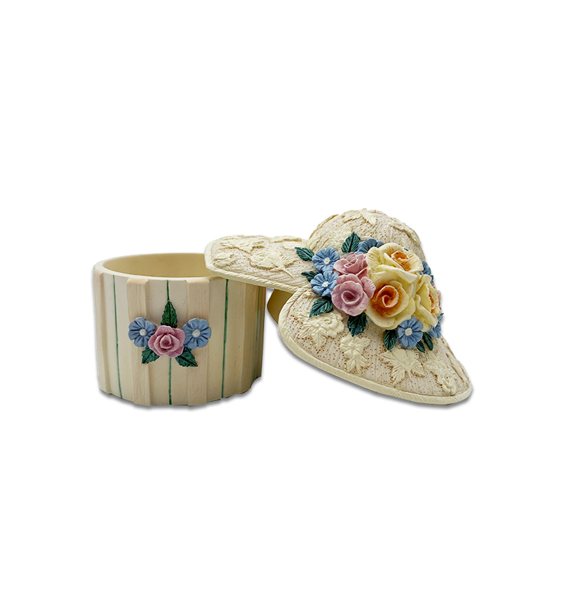 Vintage Trinket Box In Hat Design By Willow Hall – Yellow And Pink ...