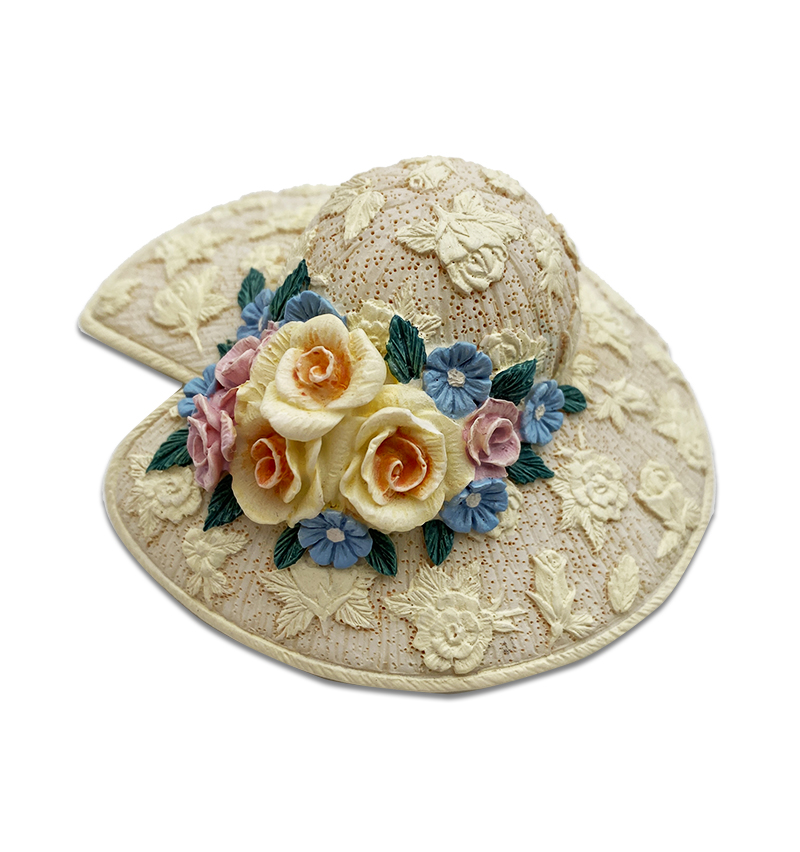 Vintage Trinket Box In Hat Design By Willow Hall – Yellow And Pink ...