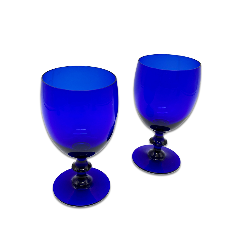 Vintage Pair Of Deep Cobalt Blue Water Goblets – Circa 1970s ...