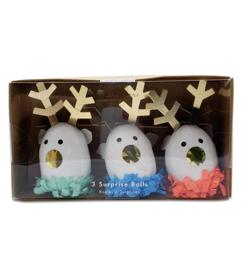 Set Of Three Reindeer Surprise Christmas Balls – Crackers Alternative ...