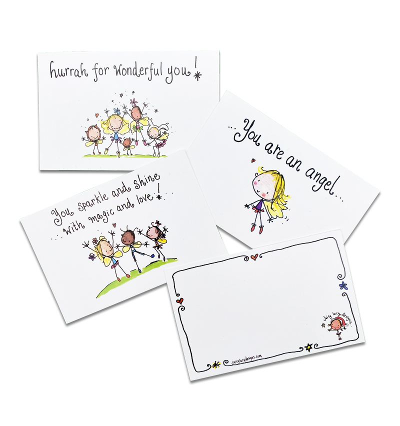 Set Of Six ‘Juicy Lucy’ Fairy Message Cards – Wearenotashop