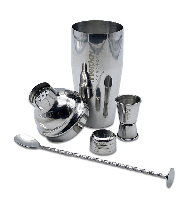 Cocktail Shaker Set – Large Stainless Steel Five Piece 750m By ...
