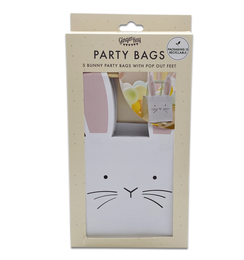Pack Of Five Easter Bunny Party Bags – Assorted Colours – Wearenotashop