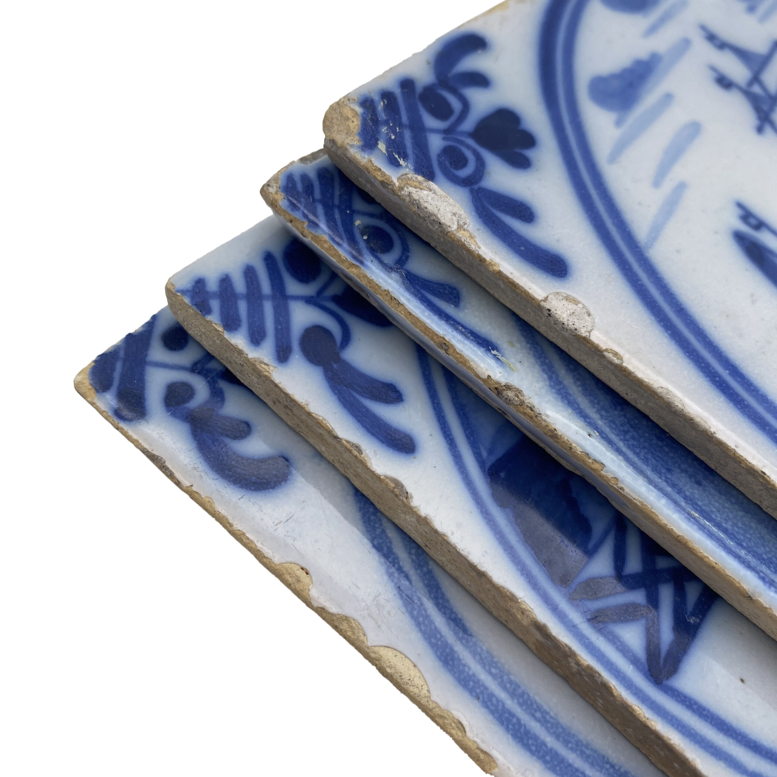 Four Antique English Delft Tiles With Bevelled Edges – Circa 1750 ...