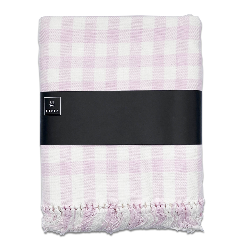 Large Pale Pink And White Checked Throw – Wearenotashop