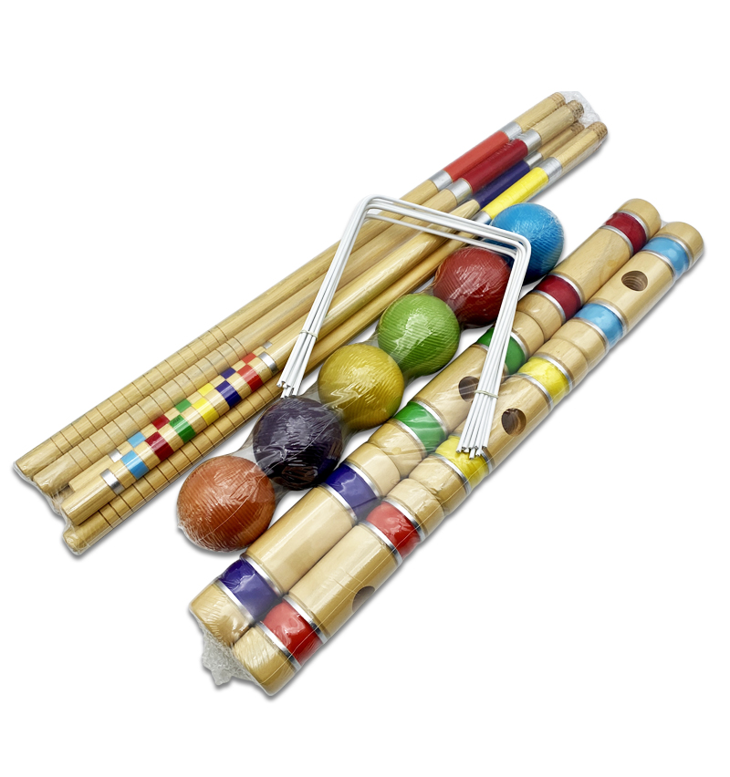 ApudArmis Six Player Croquet Set with Deluxe Premium Pine Wooden ...