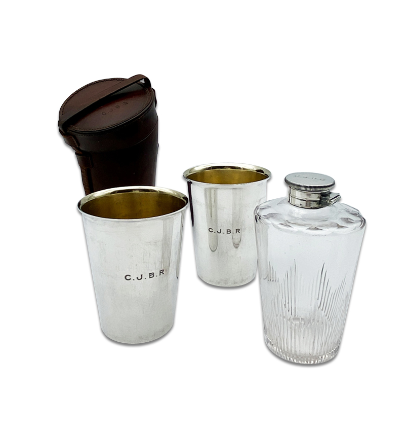 RARE Antique Roberts & Belk Shooting Set Of Two Silver Plated Beakers ...