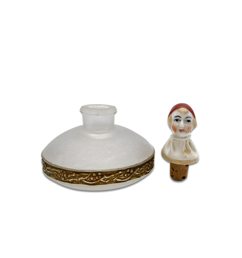 Rare Art Deco Frosted Glass Scent Bottle – ‘Flapper’ Head Stopper ...