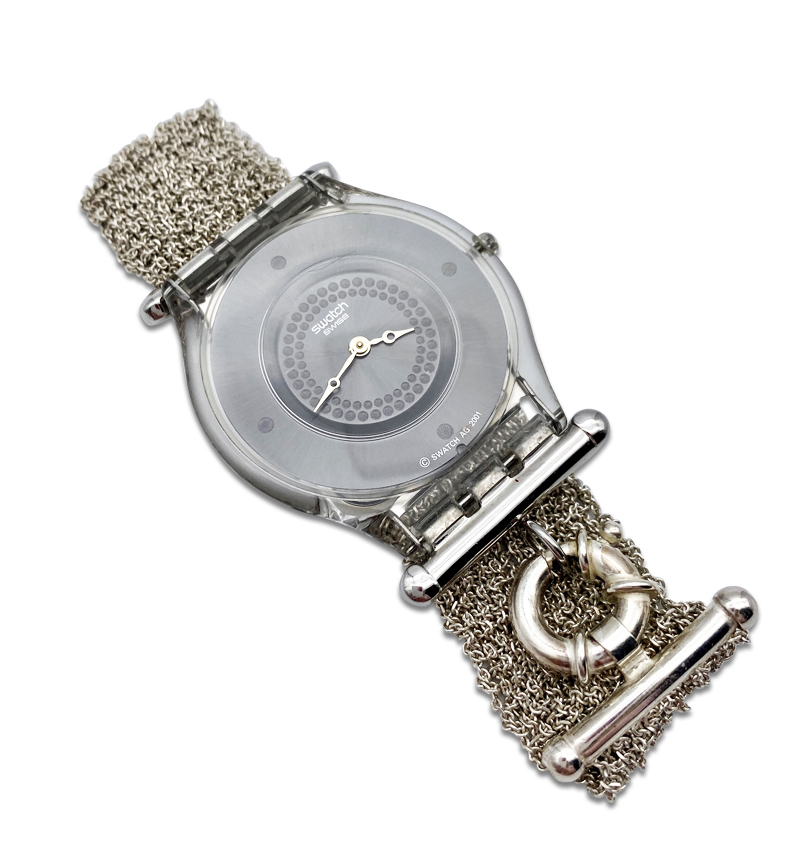 Vintage Skin Swatch Watch Essentiality SFK159 2002 With Sterling Silver ...