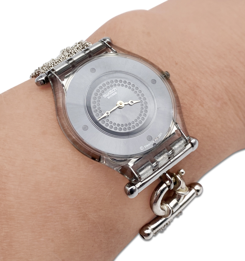 Vintage Skin Swatch Watch Essentiality SFK159 2002 With Sterling Silver ...
