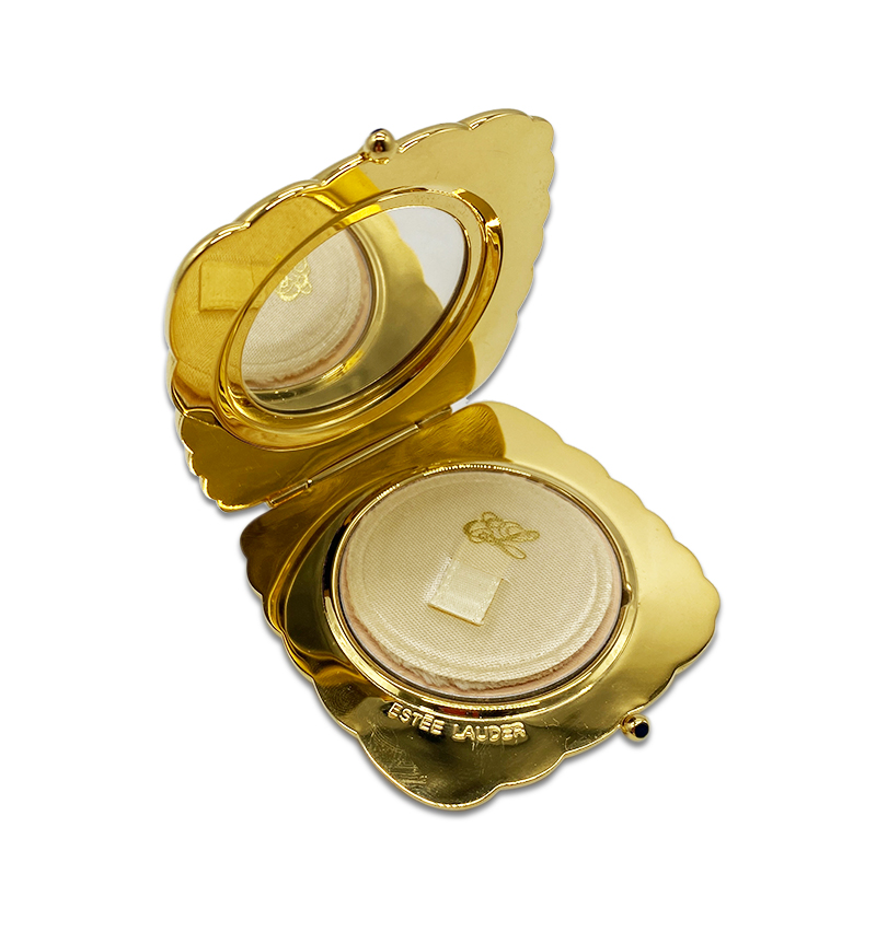 Vintage Estee Lauder Powder Compact With Gold Ripple Finish And Tiny ...