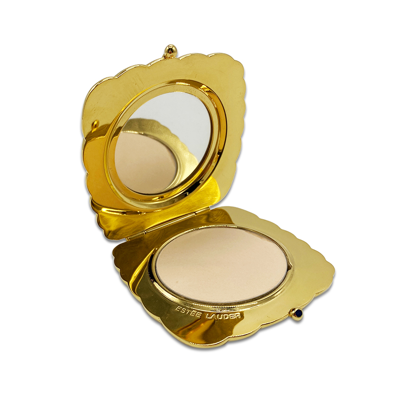 Vintage Estee Lauder Powder Compact With Gold Ripple Finish And Tiny ...