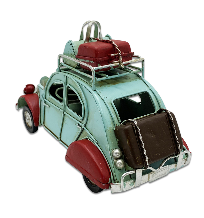 Vintage Miniature Citroen 2CV With Red Fenders And Baggage On The Roof ...
