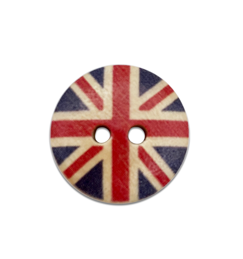 Set Of Six Round Union Jack / UK Emblem Wooden Buttons – D:2cm ...